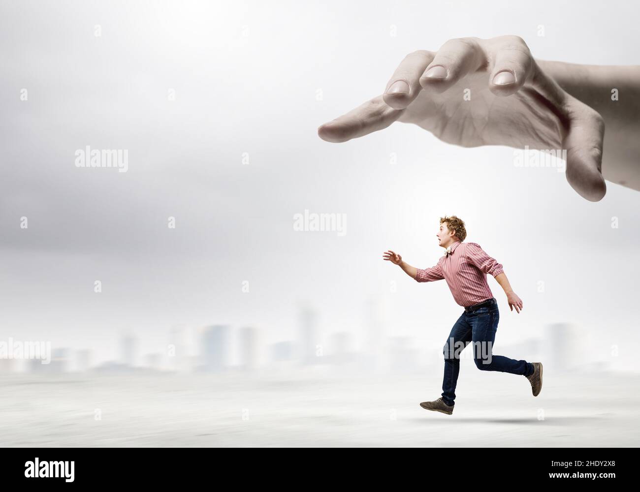 Man Running Away In Fear