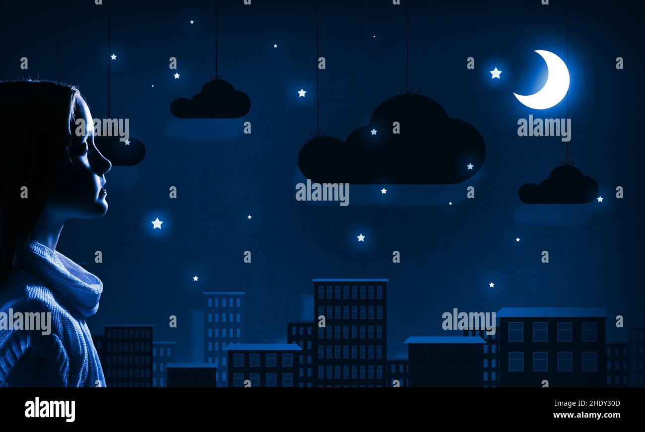 dreams, moon, metropolis, dream, dreaming, moons Stock Photo - Alamy