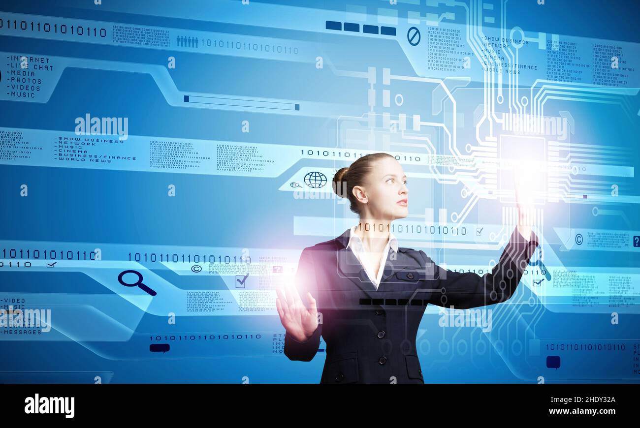business woman, input, circuit, interface, database, Hightech, boss ...