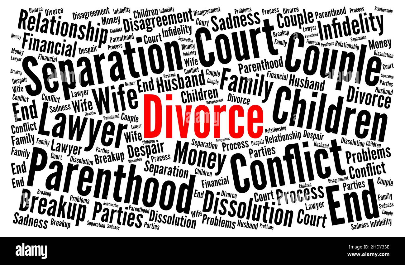 Divorce word cloud concept illustration Stock Photo - Alamy