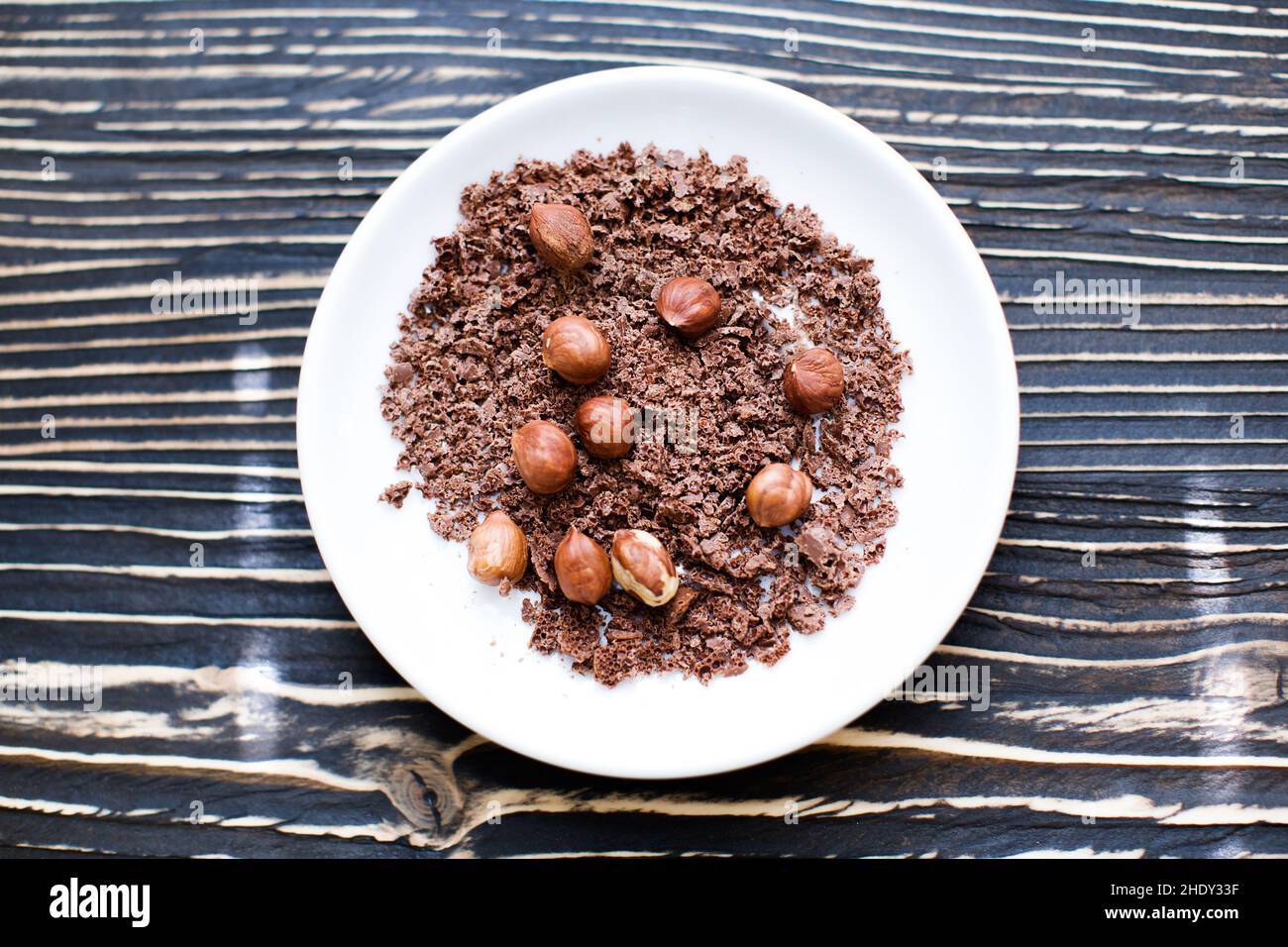 hazelnut, chocolate crumbles, hazelnuts, chocolate crumble Stock Photo ...