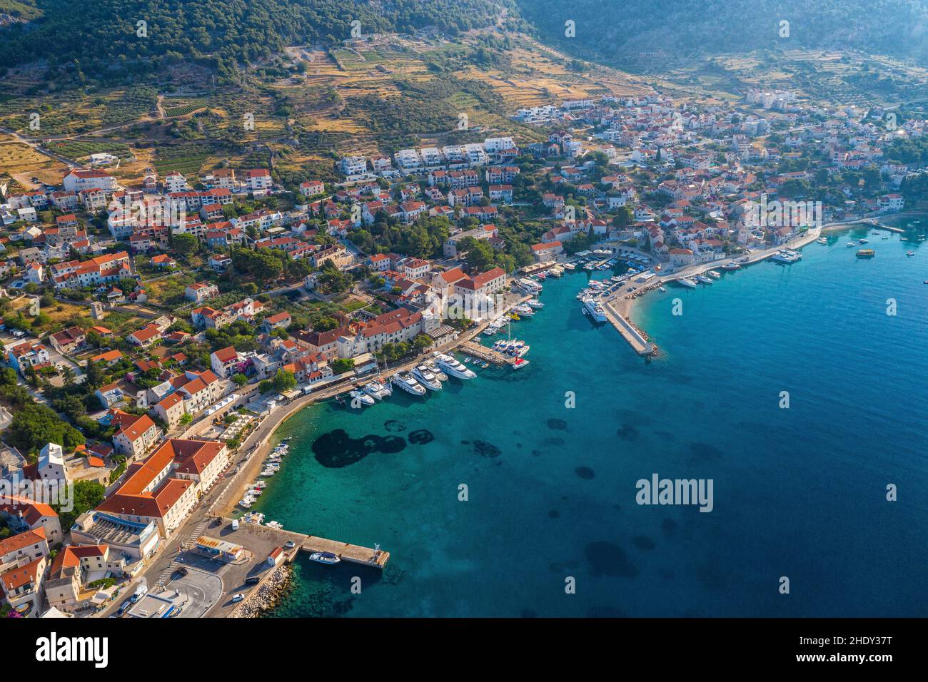 Bol and Zlatni rat from air Stock Photo - Alamy