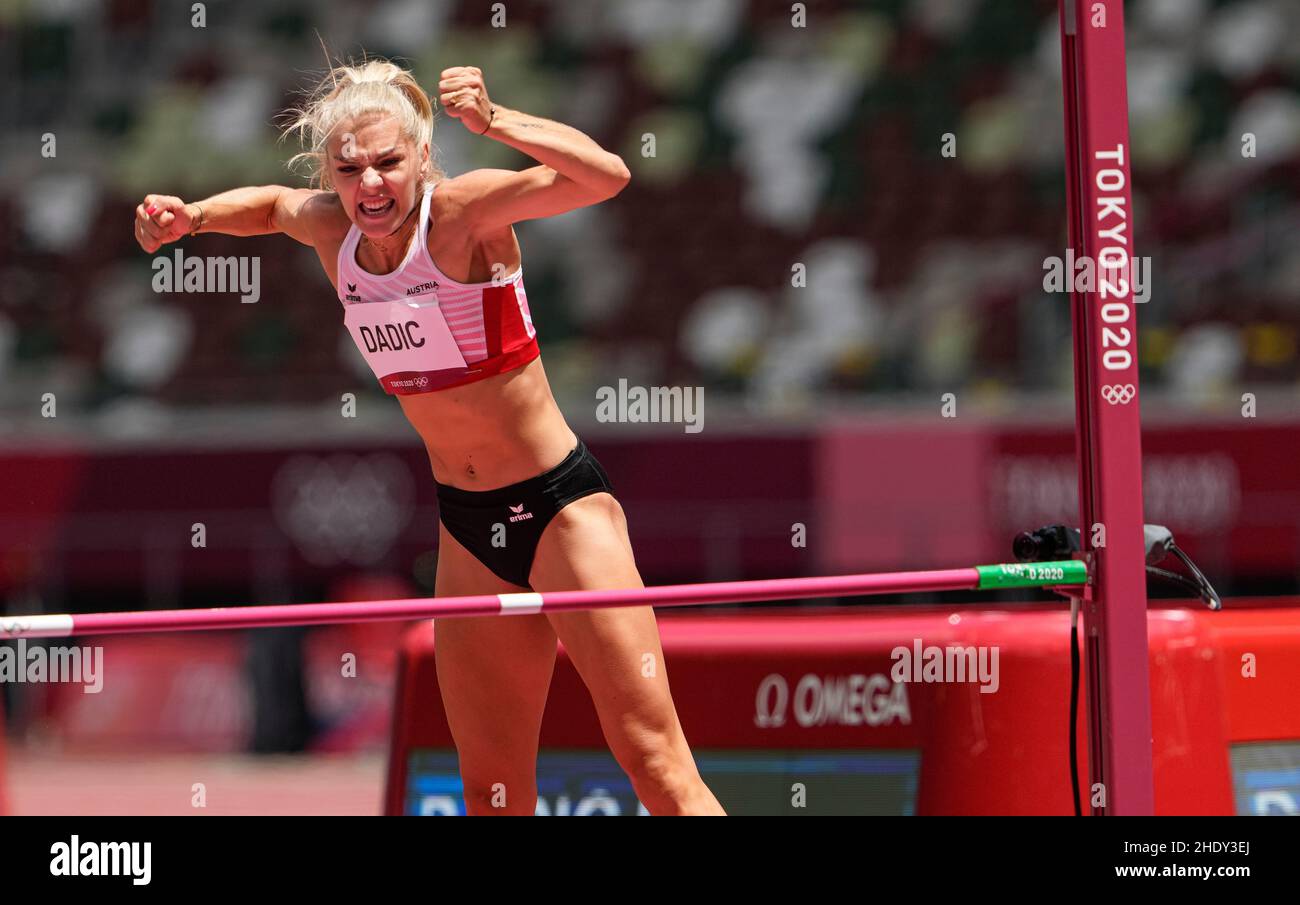 Ivona Dadic participating in the High Jump of the heptathlon at the ...