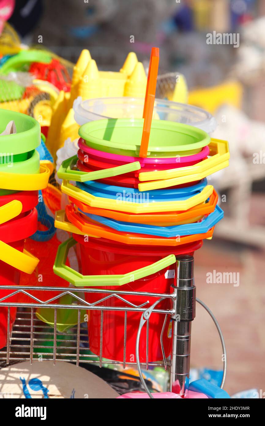 multi colored, plastic bucket, multi coloreds, plastic buckets Stock ...