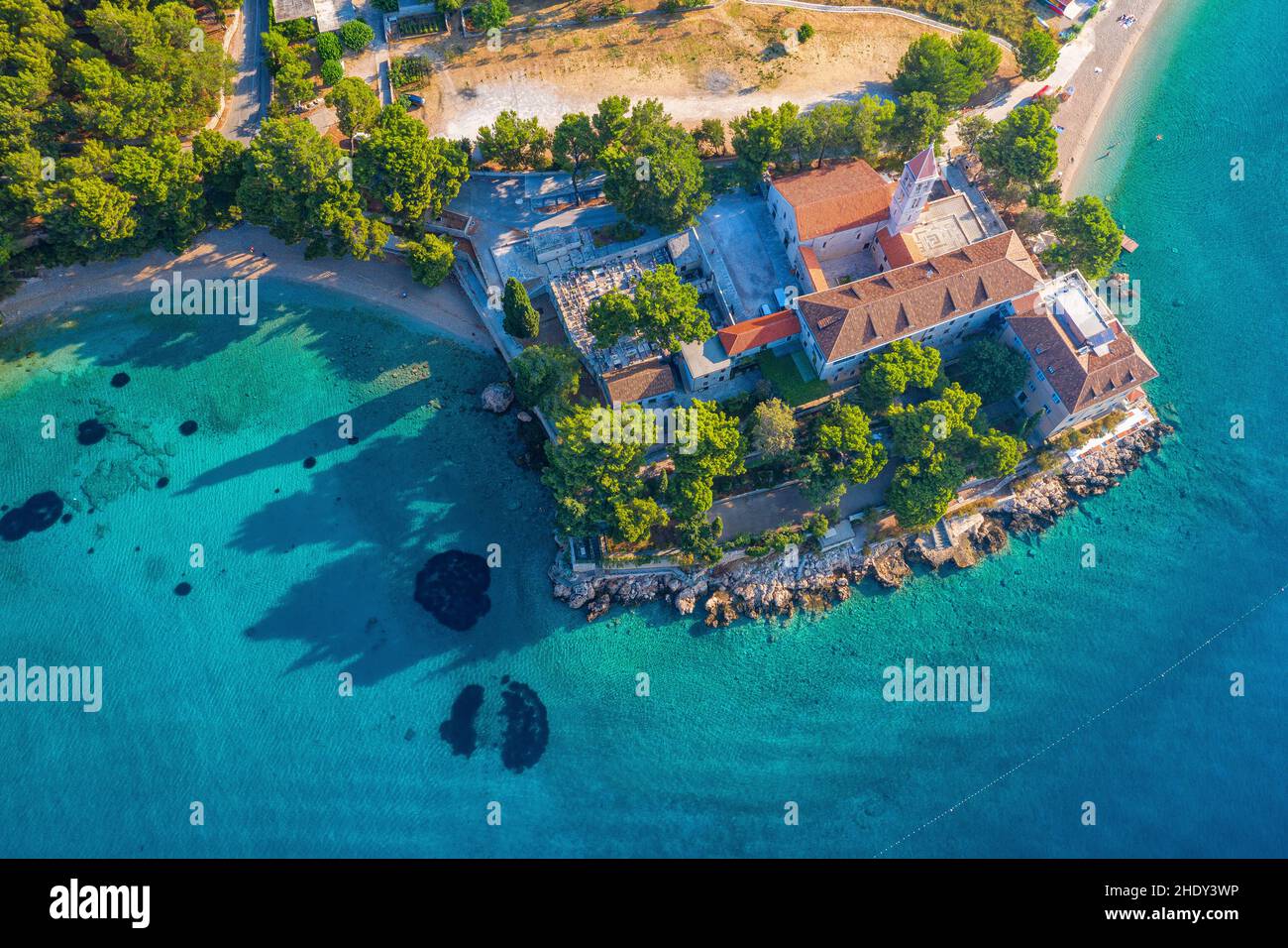 Bol and Zlatni rat from air Stock Photo - Alamy