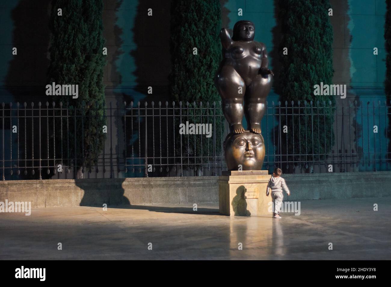 Fernando Botero Sculpture in Medellin Colombia at night next to an ...
