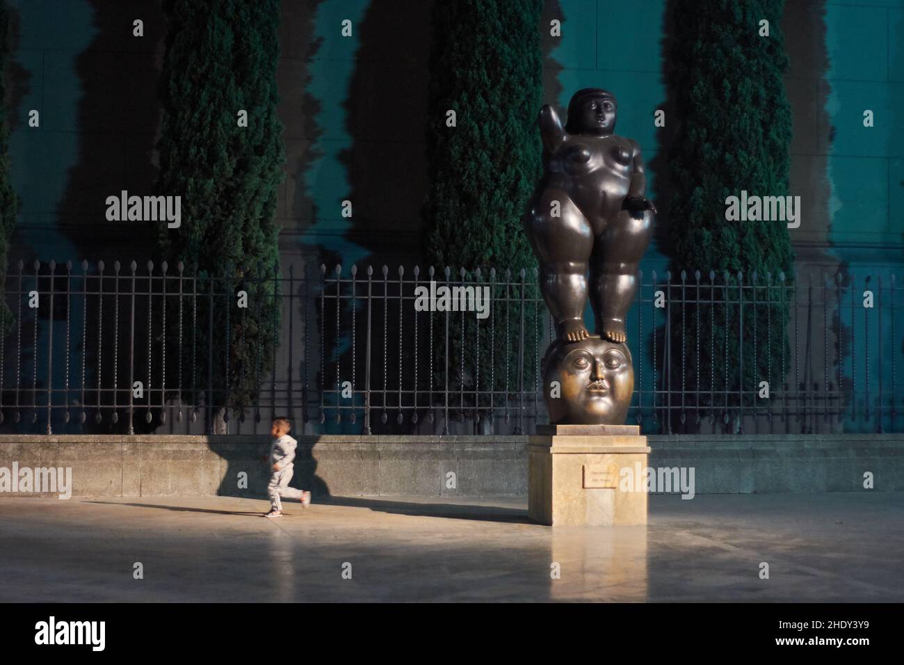 Fernando Botero Sculpture in Medellin Colombia at night next to an ...