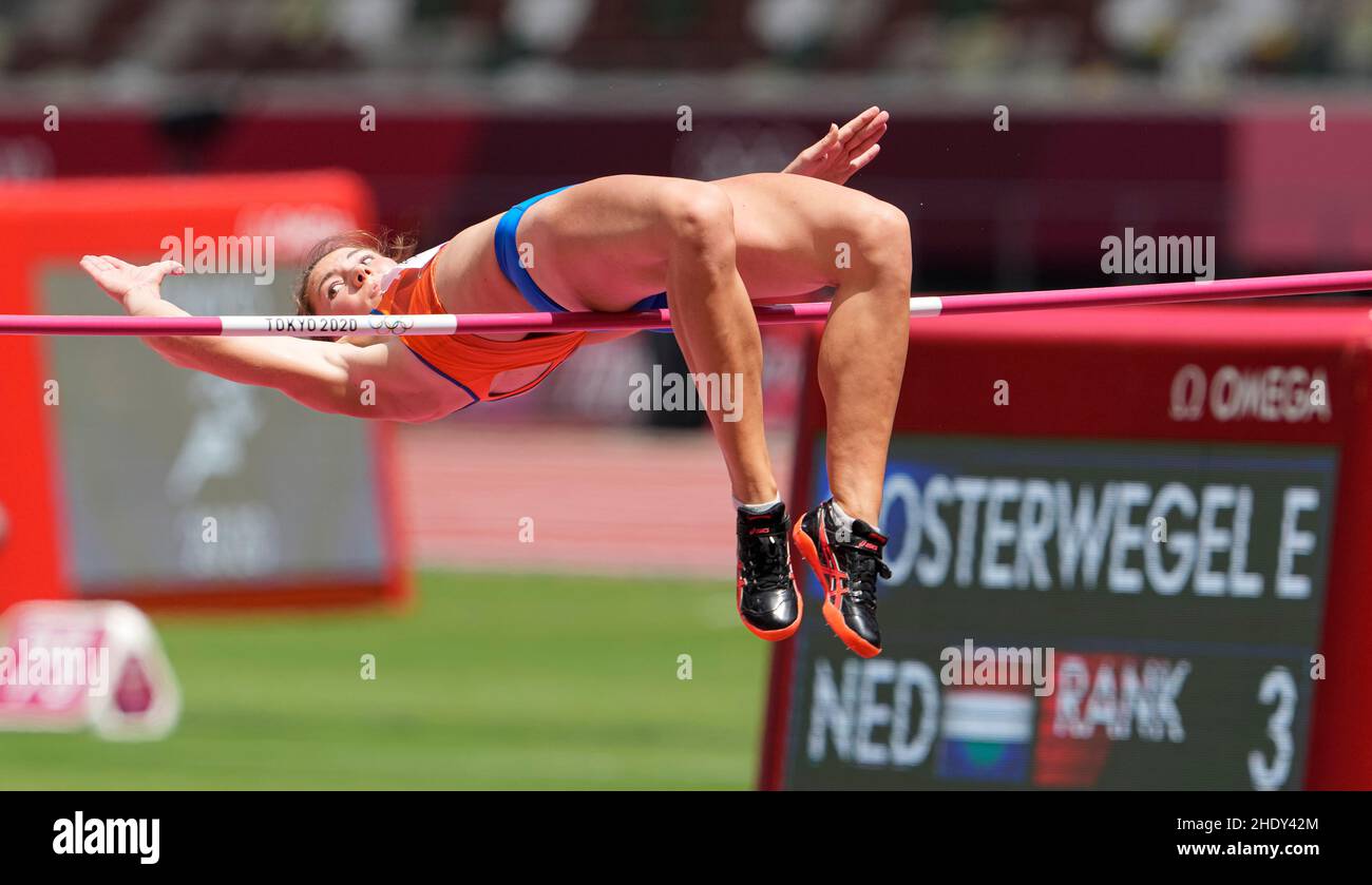 Emma Oosterwegel participating in the High Jump of the heptathlon at ...