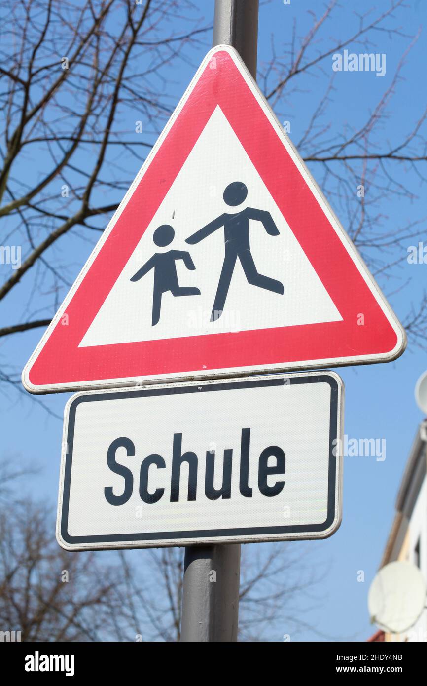 warning sign, children, warning signs, childs, kid, kids Stock Photo ...