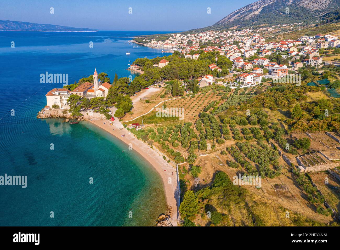 Bol and Zlatni rat from air Stock Photo - Alamy