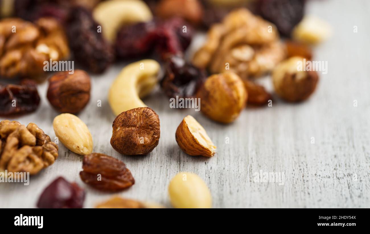 trail mix, mixed nuts, gorp, trail mixs, nuts Stock Photo - Alamy