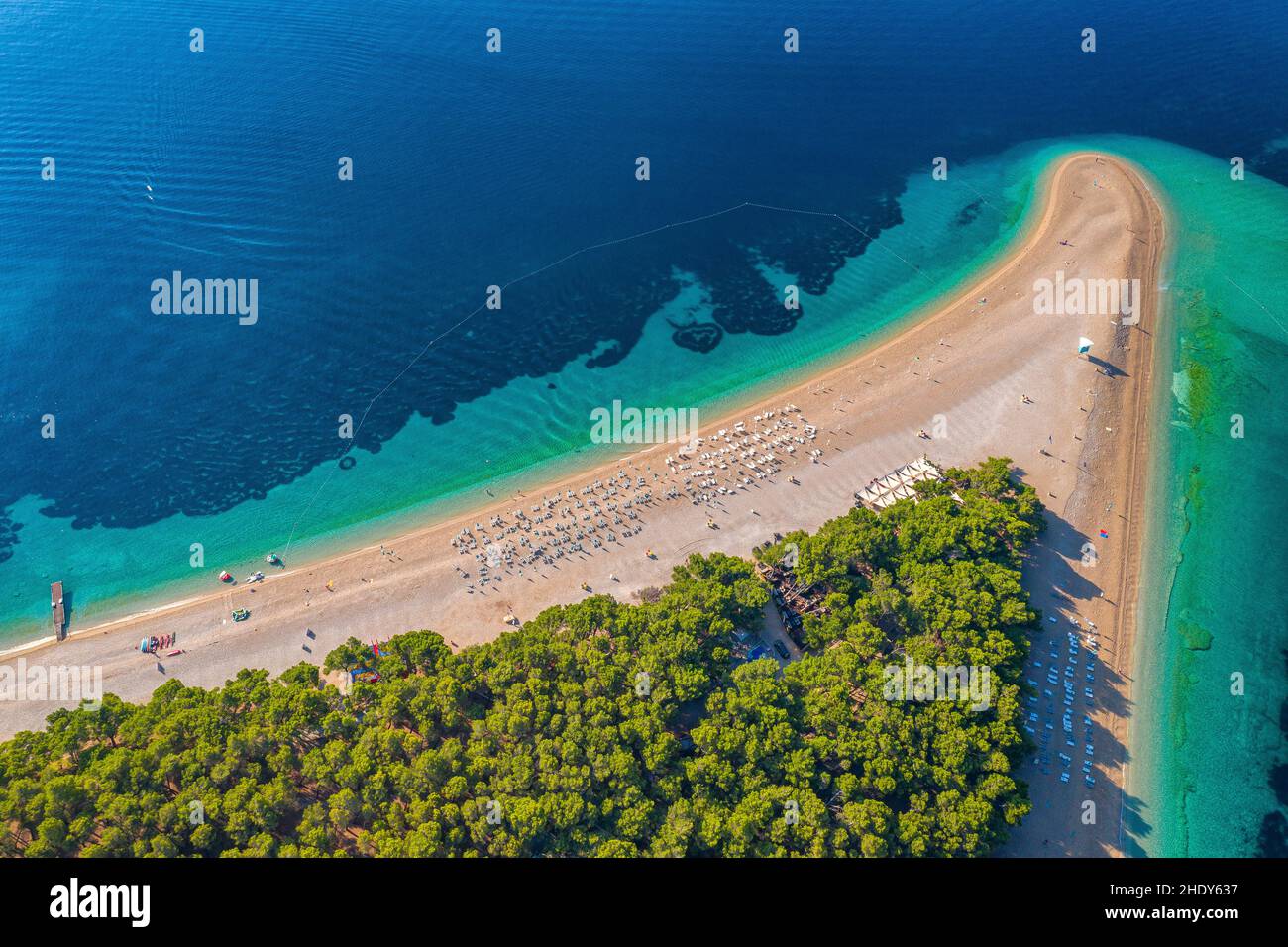 Bol and Zlatni rat from air Stock Photo - Alamy