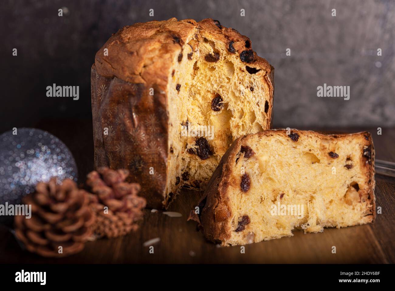 Panettone on horizontal background, wood Stock Photo - Alamy