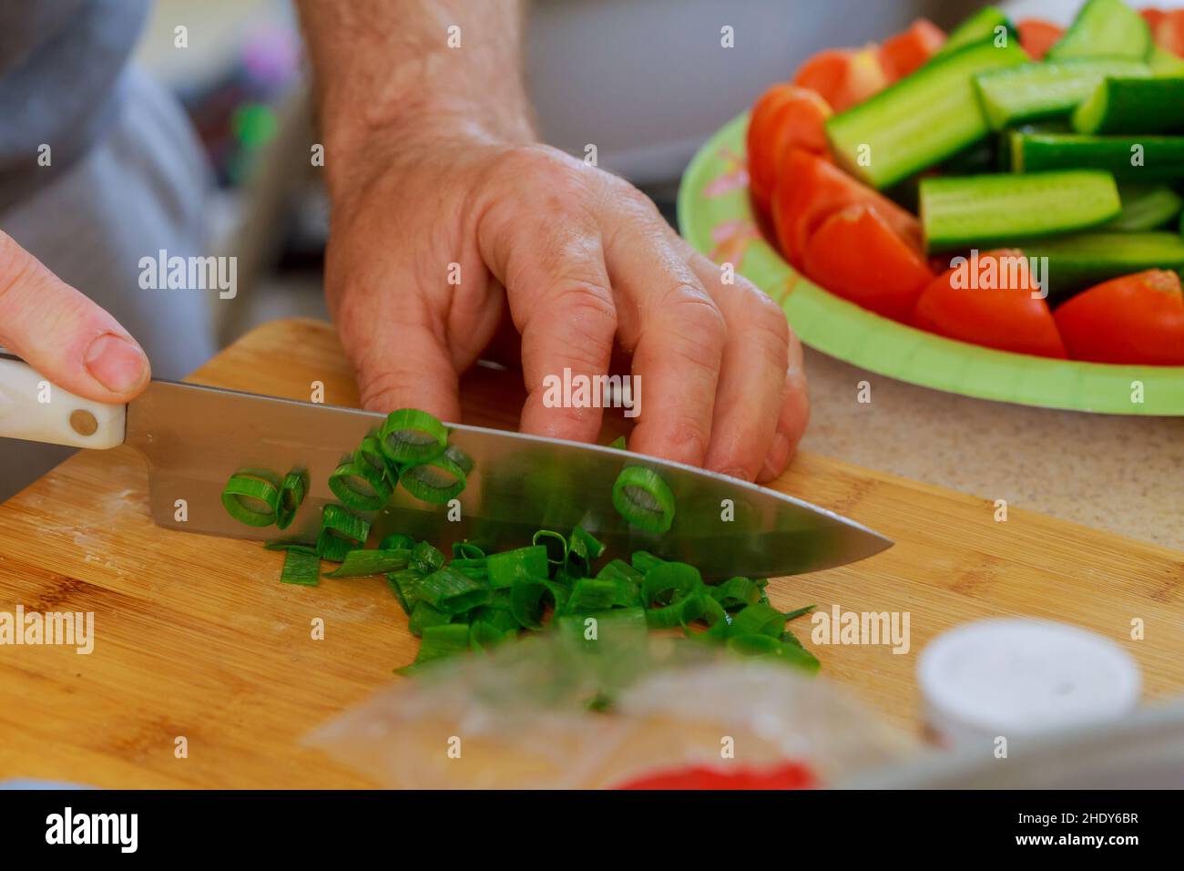 cutting, spring onion, spring onions Stock Photo - Alamy