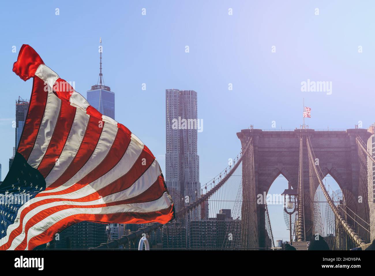 usa, manhattan, brooklyn bridge, nyc, stars and stripes, united states ...