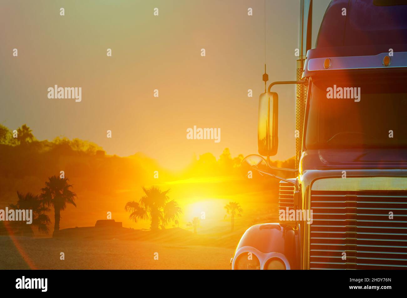 sunset, truck, sunsets, lorry, trucks Stock Photo - Alamy
