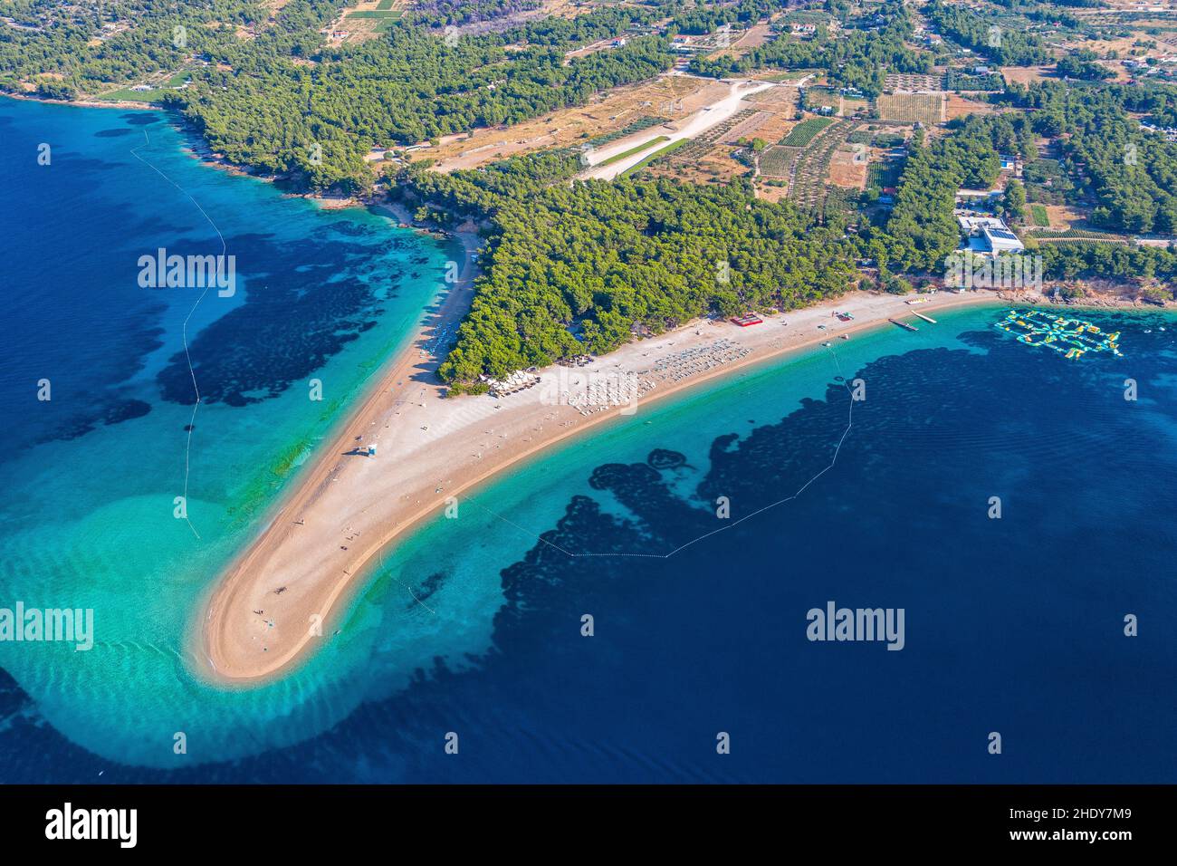 Bol and Zlatni rat from air Stock Photo - Alamy