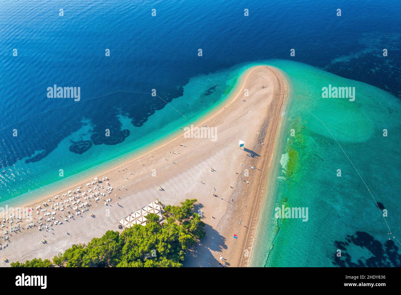 Bol and Zlatni rat from air Stock Photo - Alamy