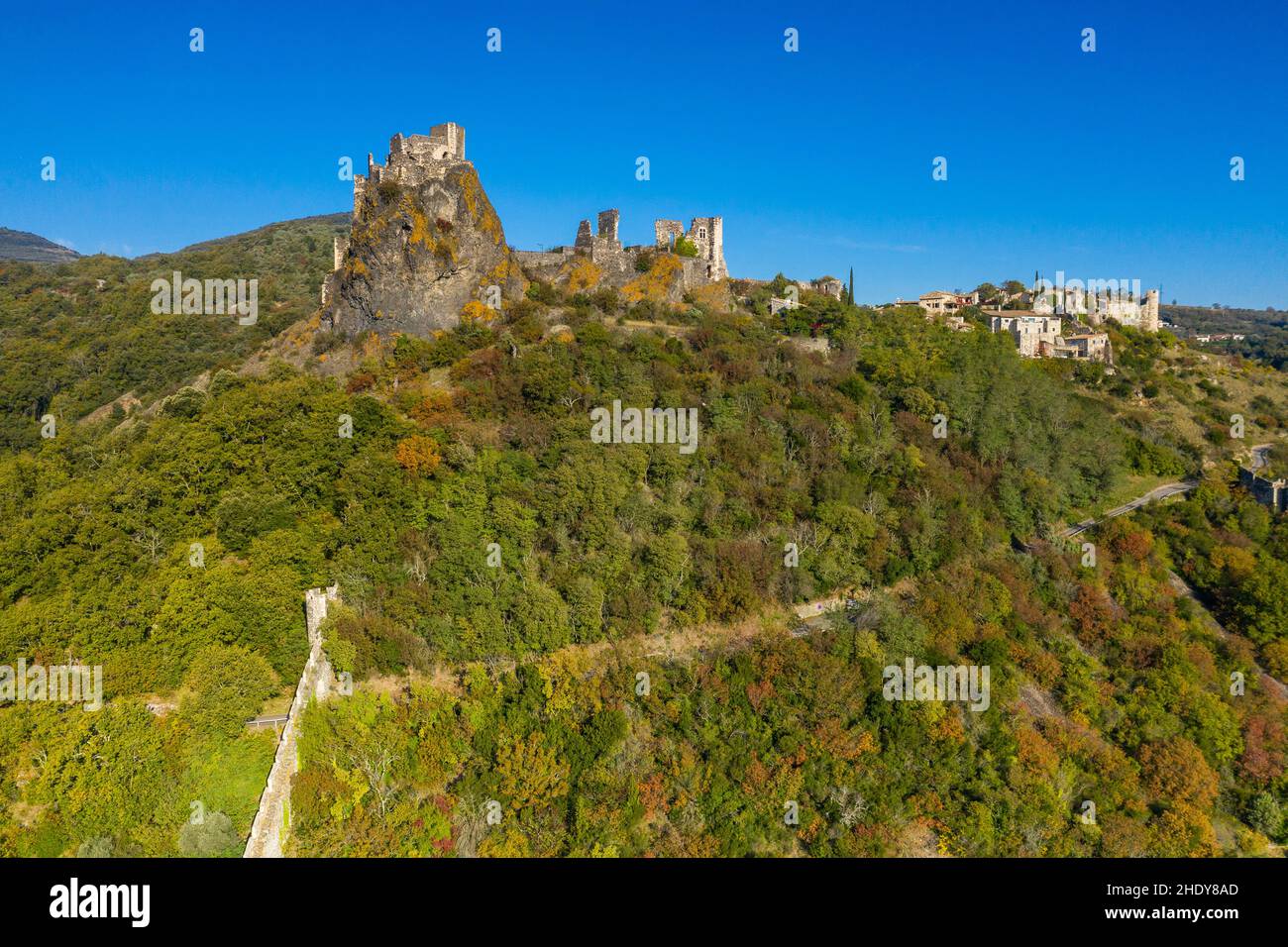France, Ardeche, Rhone Valley, Rochemaure, fortified village and ...
