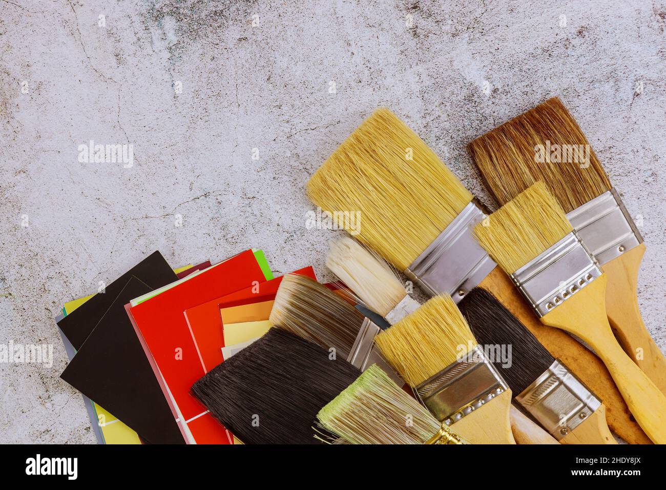paintbrush, color chart, paintbrushs, color charts Stock Photo - Alamy