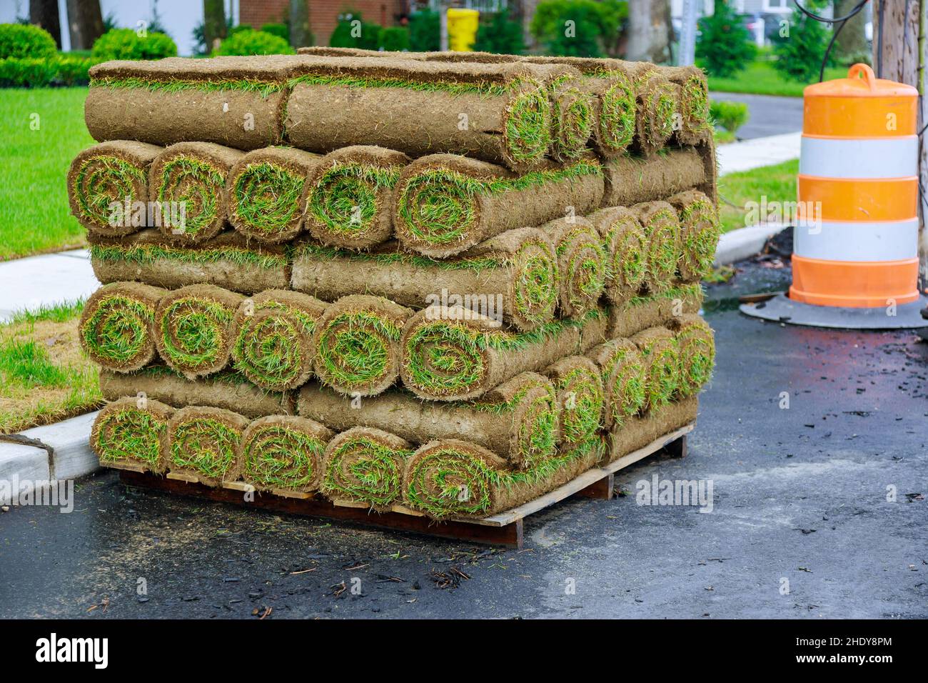 rolled sod, rolled sods Stock Photo - Alamy