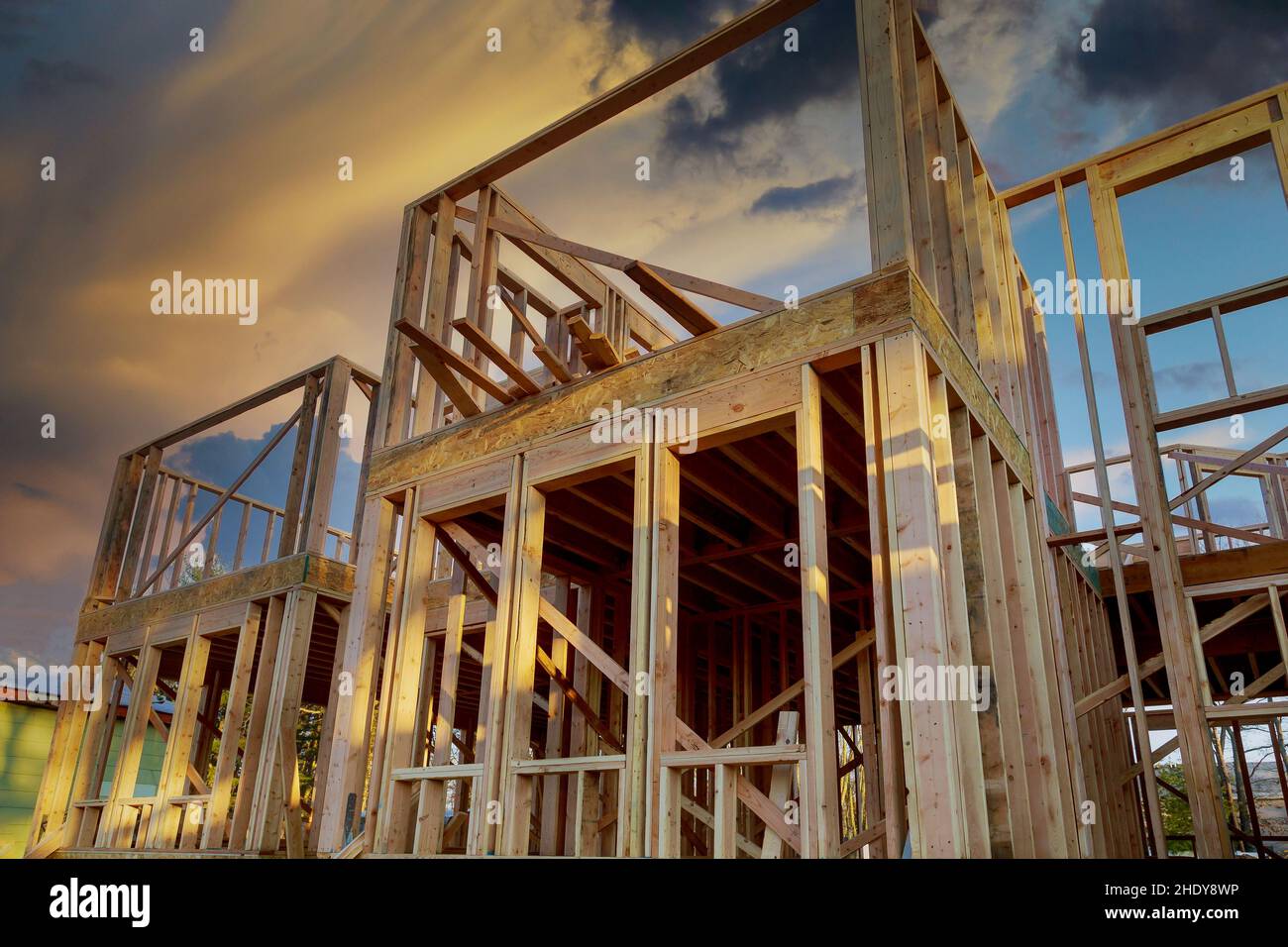 building construction, beams, Wooden construction, building ...