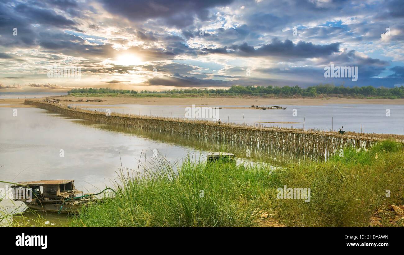 The iconic handmade bamboo bridge in eastern Cambodia, rebuilt each ...