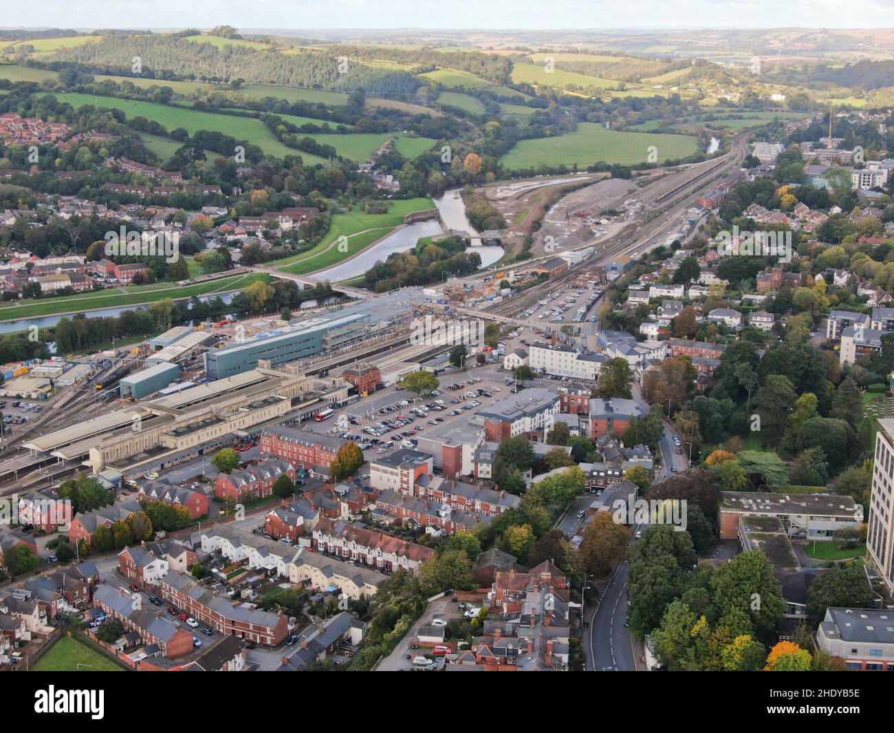 an aerial view of the centre of Exeter City Stock Photo - Alamy