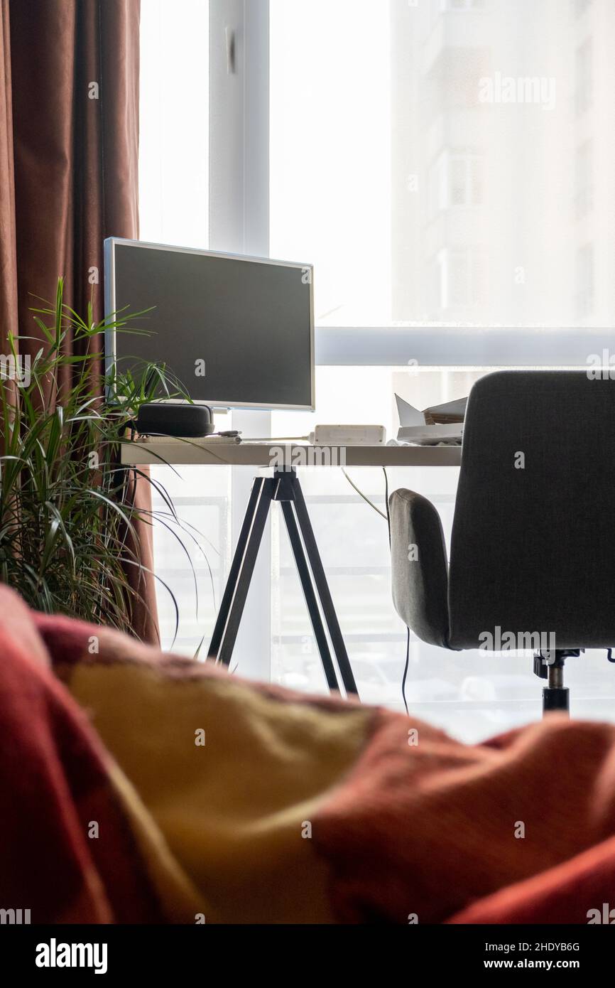 home office table freelance concept Stock Photo - Alamy