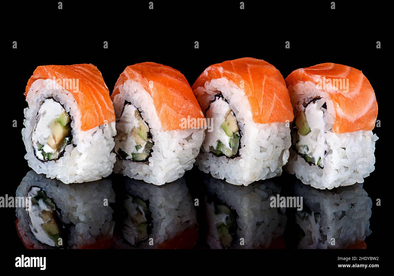 sushi, inside out rolls, uramaki, sushis, uramakis Stock Photo - Alamy