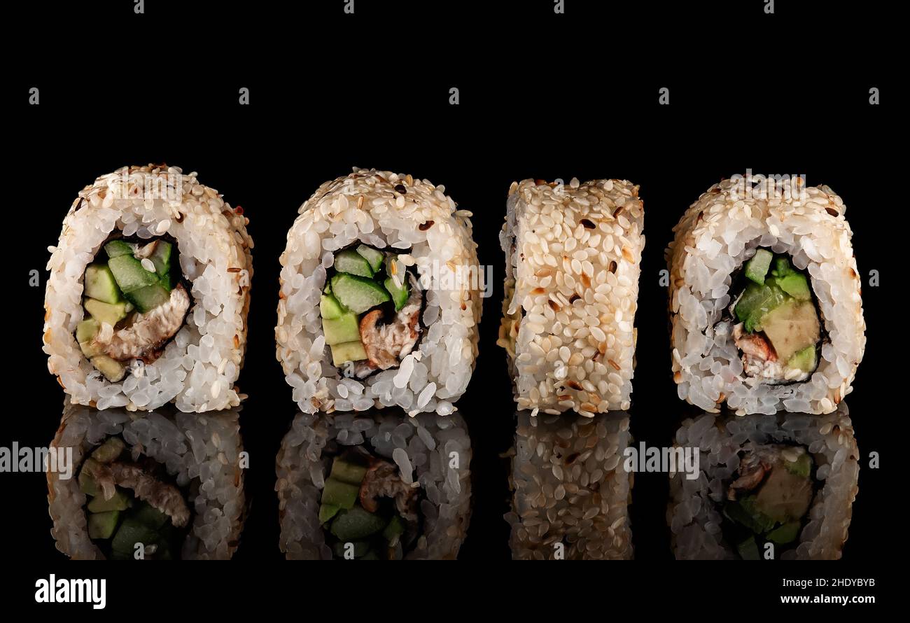 sushi, inside out rolls, uramaki, sushis, uramakis Stock Photo - Alamy