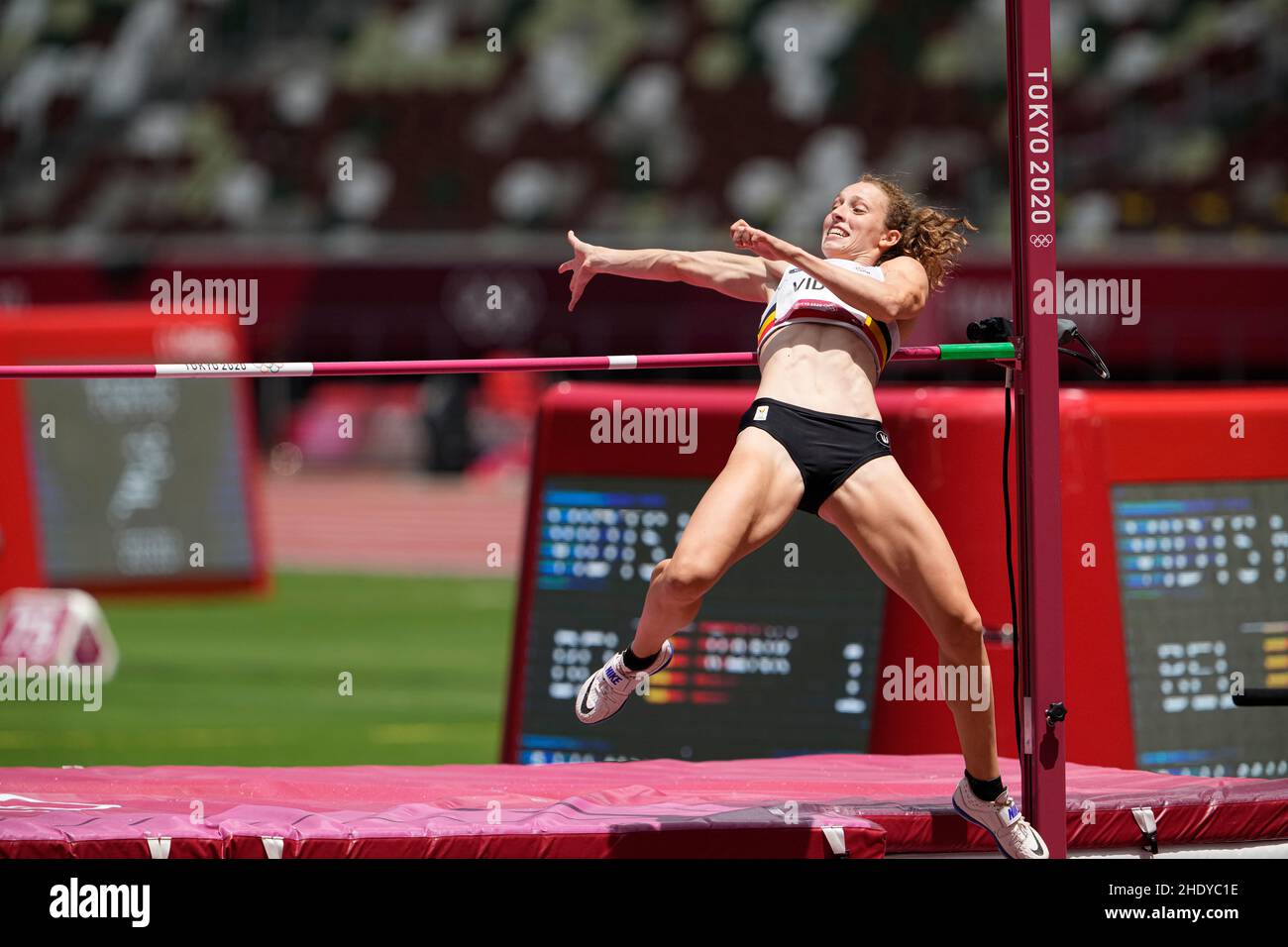 Noor Vidts participating in the High Jump of the heptathlon at the ...