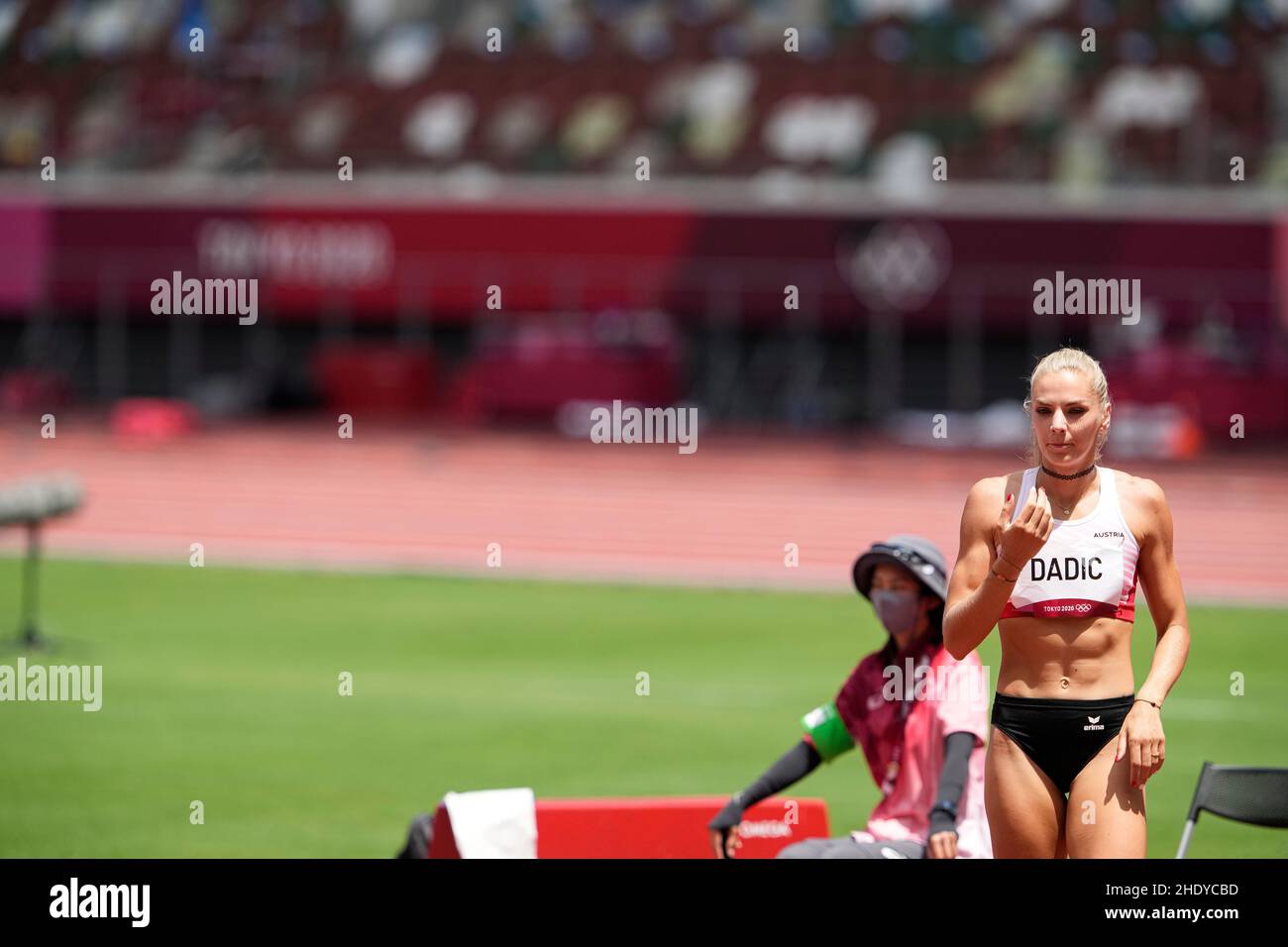 Ivona Dadic participating in the High Jump of the heptathlon at the ...