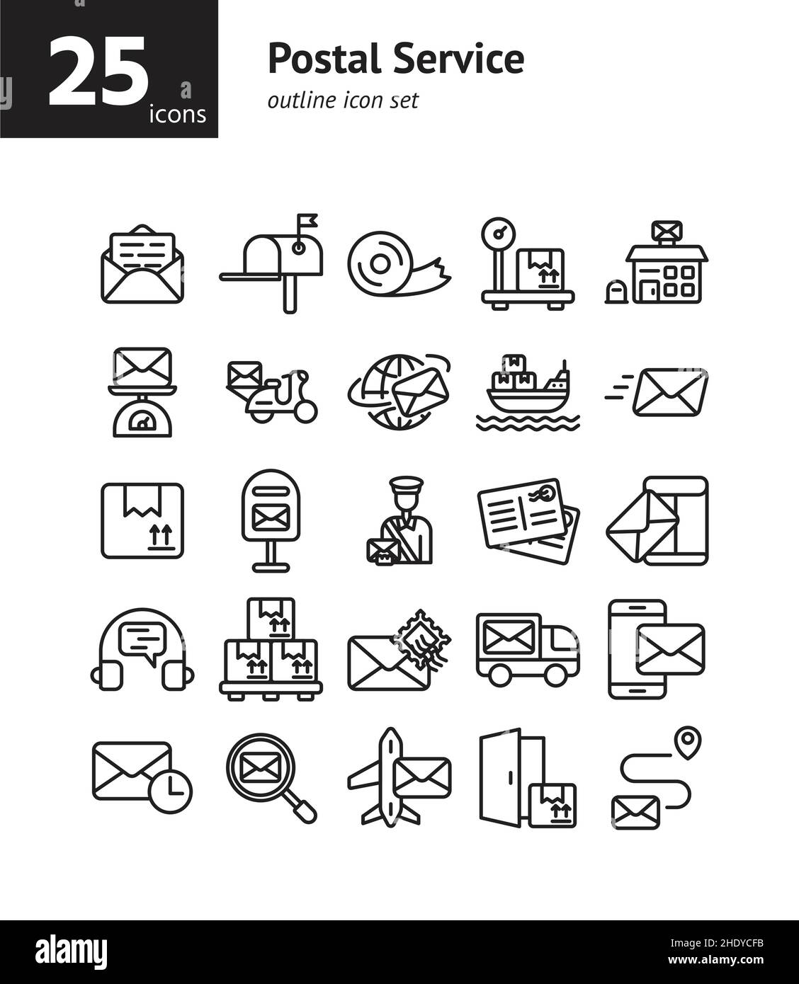 Postal Service outline icon set. Vector and Illustration Stock Vector ...