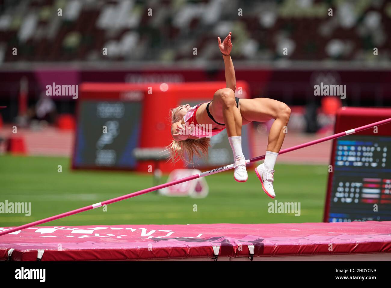 Ivona Dadic participating in the High Jump of the heptathlon at the ...
