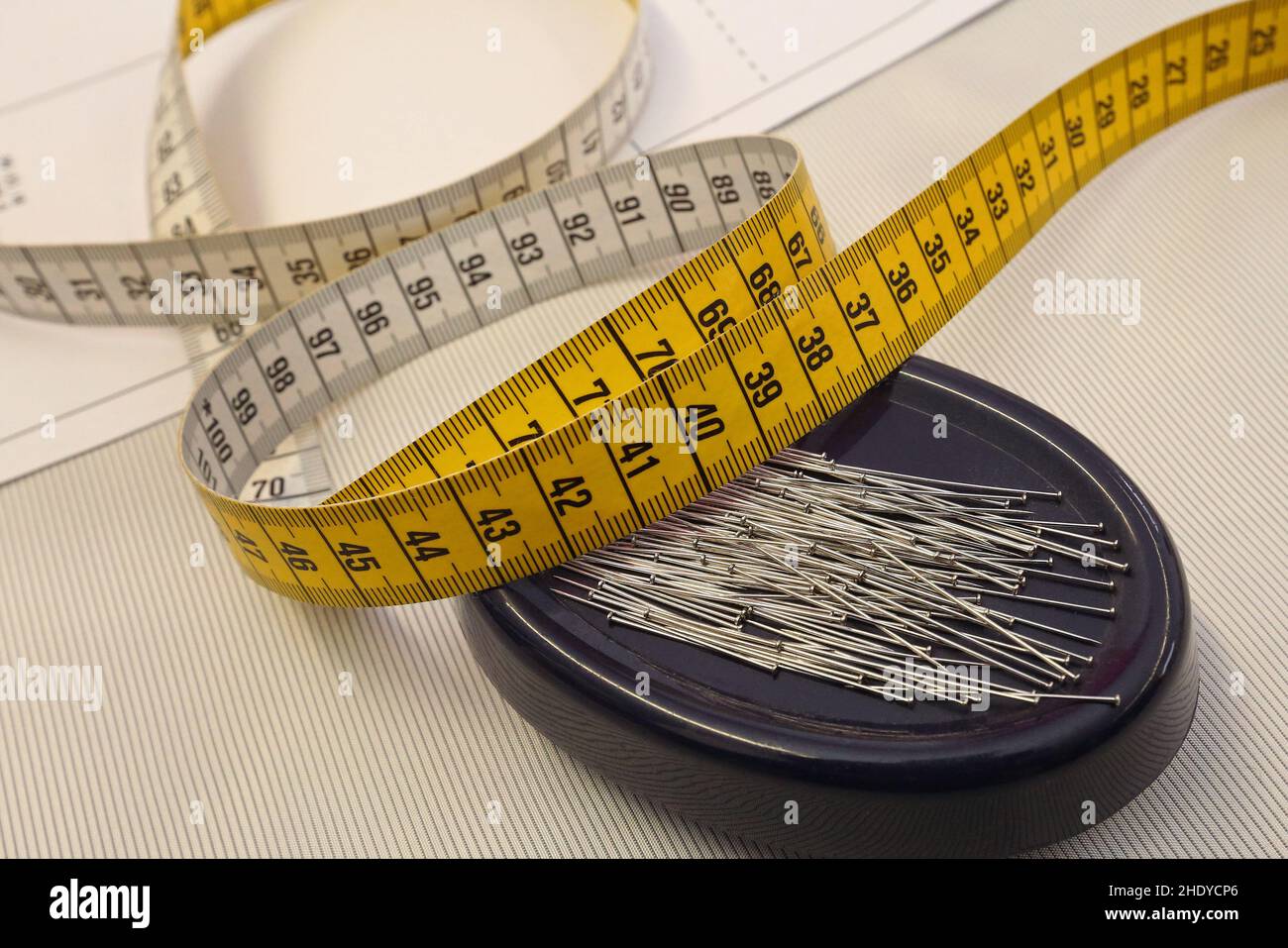 tape measure, straight pin, tape measures, straight pins Stock Photo ...