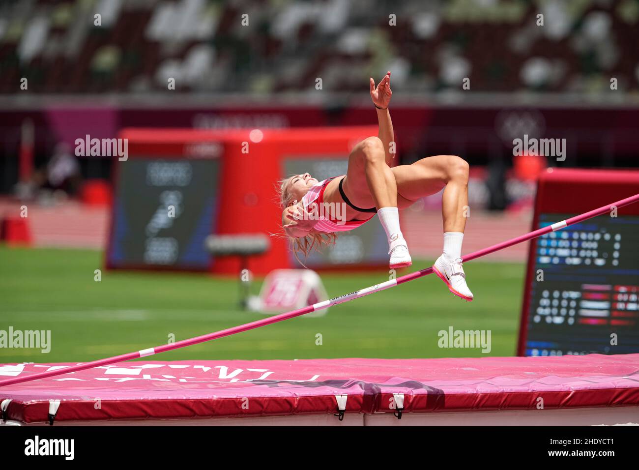 Ivona Dadic participating in the High Jump of the heptathlon at the ...