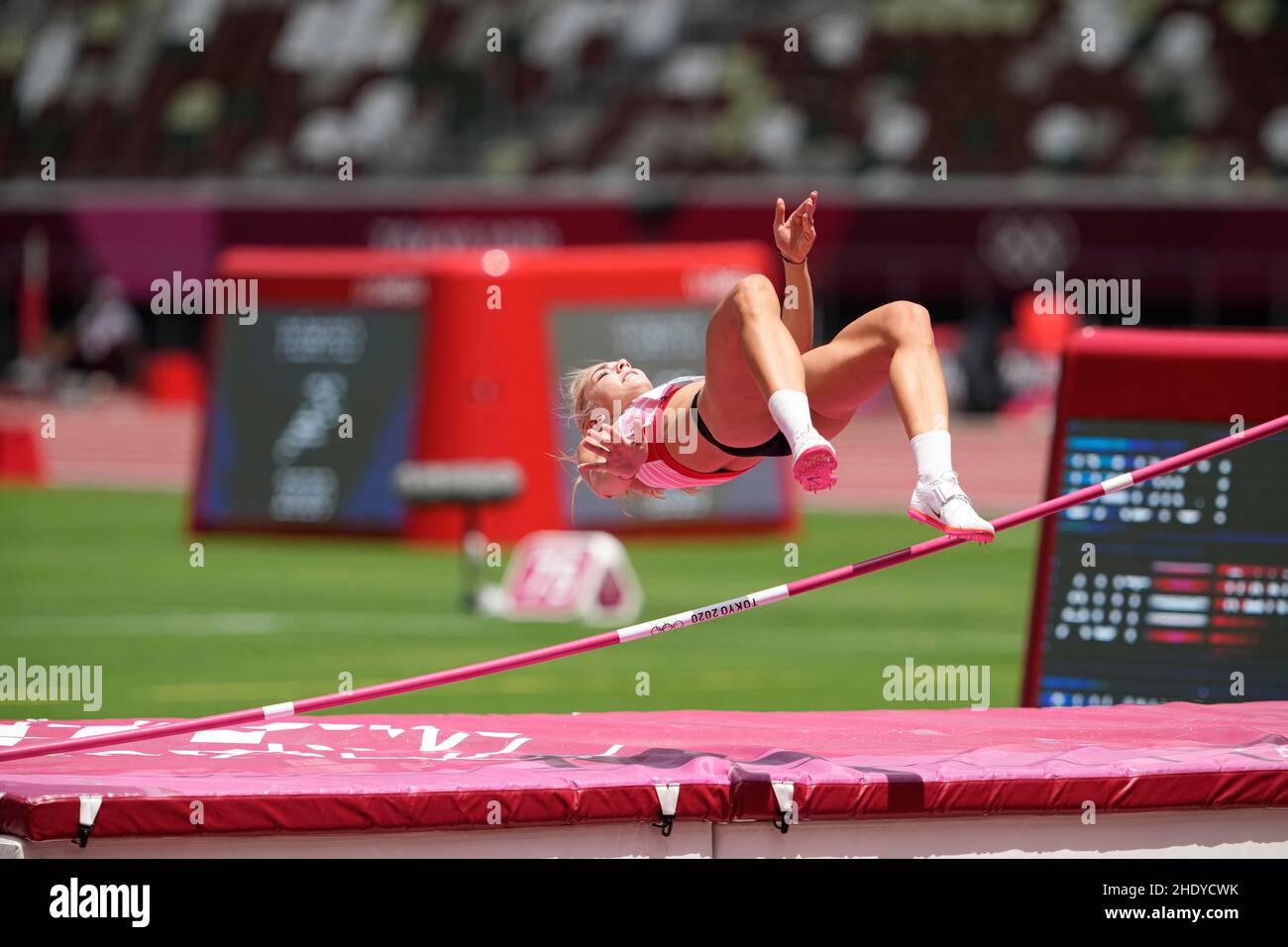 Ivona Dadic participating in the High Jump of the heptathlon at the ...