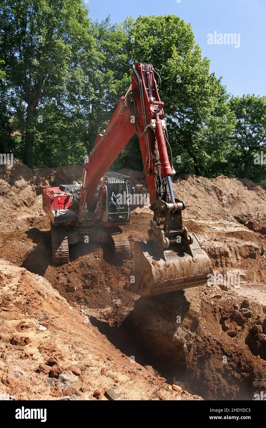 construction site, excavator, soil hole, construction sites, site ...