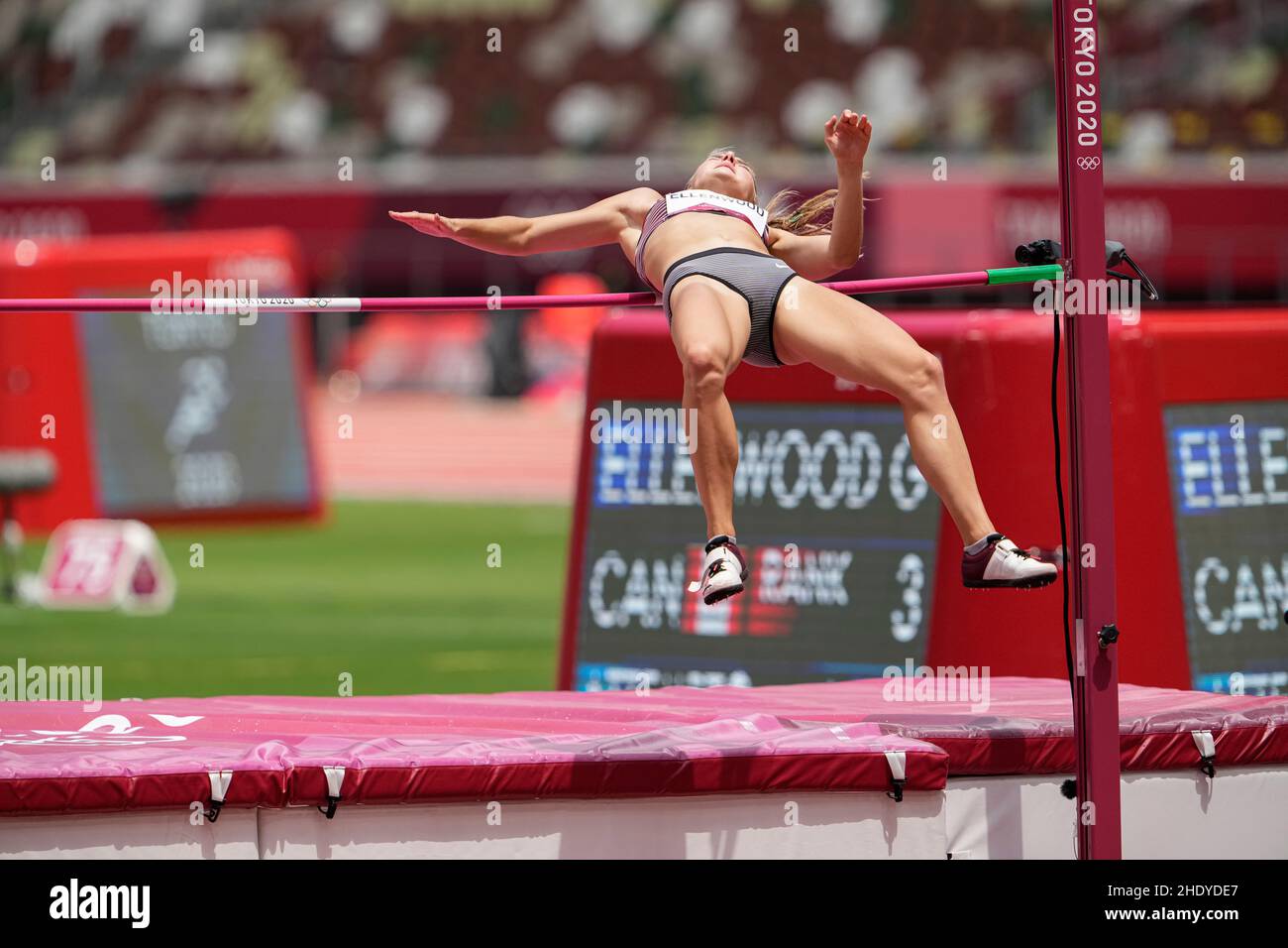 Georgia Ellenwood participating in the High Jump of the heptathlon at ...
