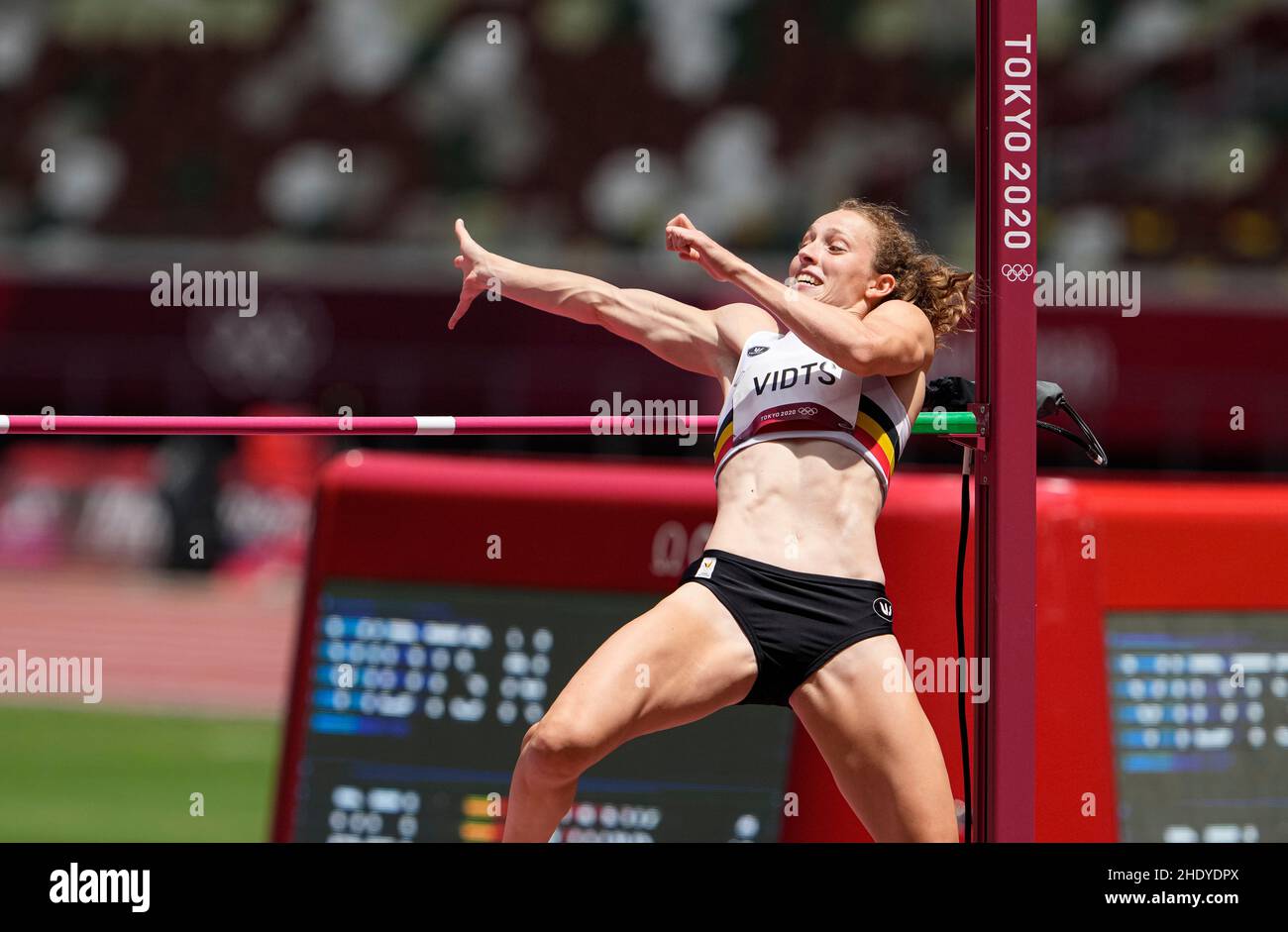 Noor Vidts participating in the High Jump of the heptathlon at the ...