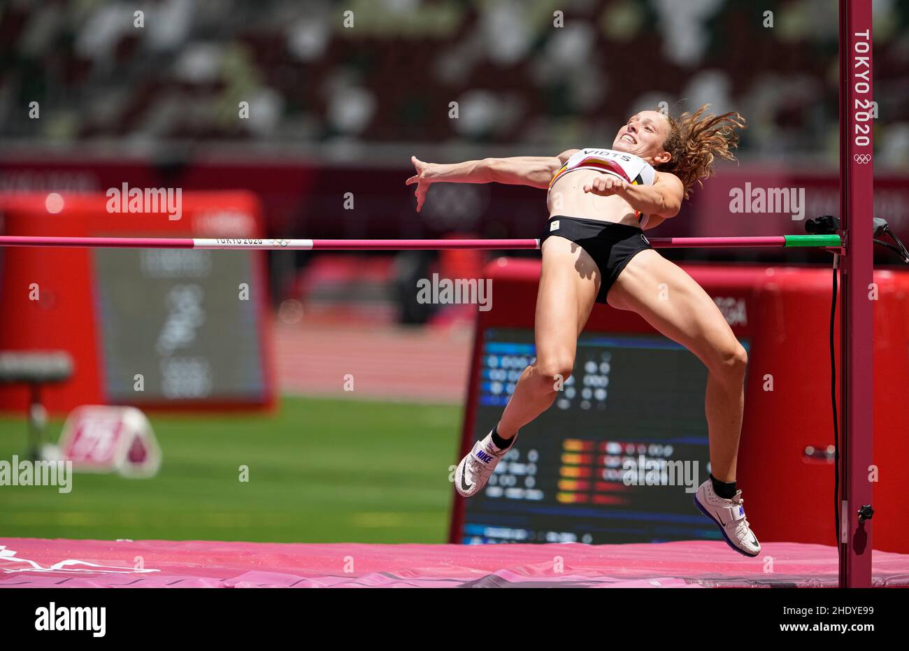 Noor Vidts participating in the High Jump of the heptathlon at the ...
