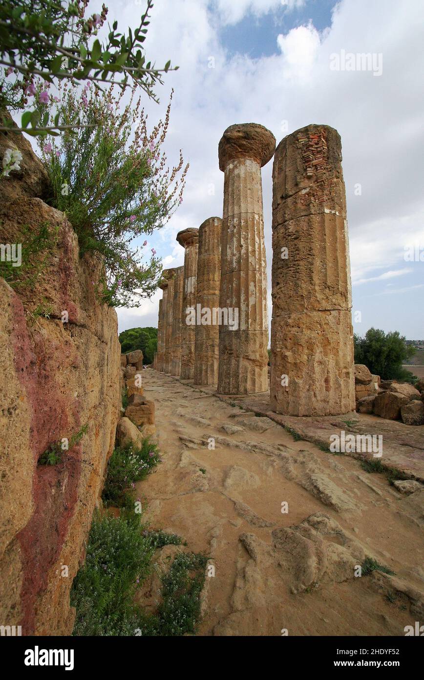 columns, agrigento, valley of the temples, cleft, column, agrigentos ...