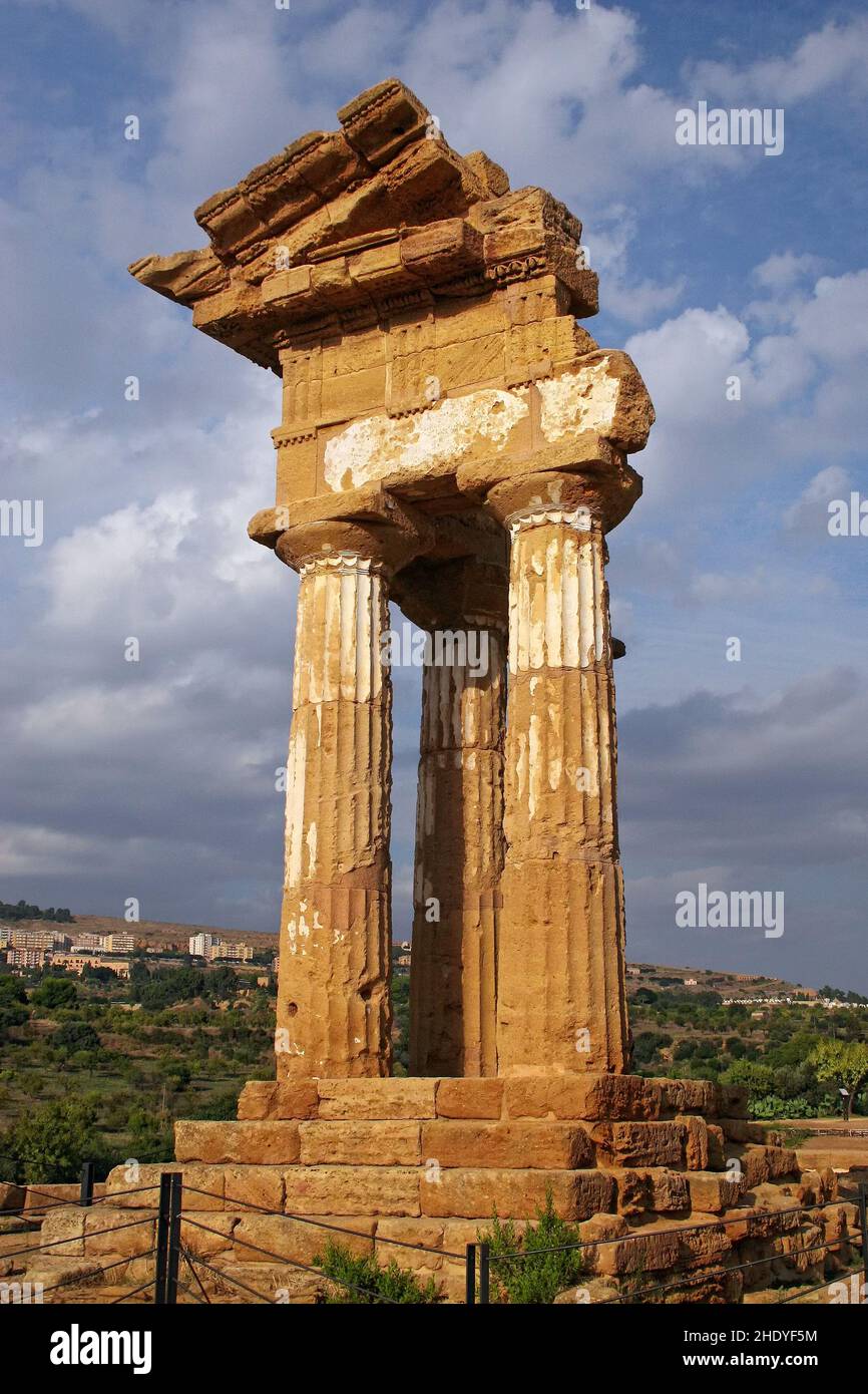 columns, agrigento, valley of the temples, cleft, column, agrigentos ...