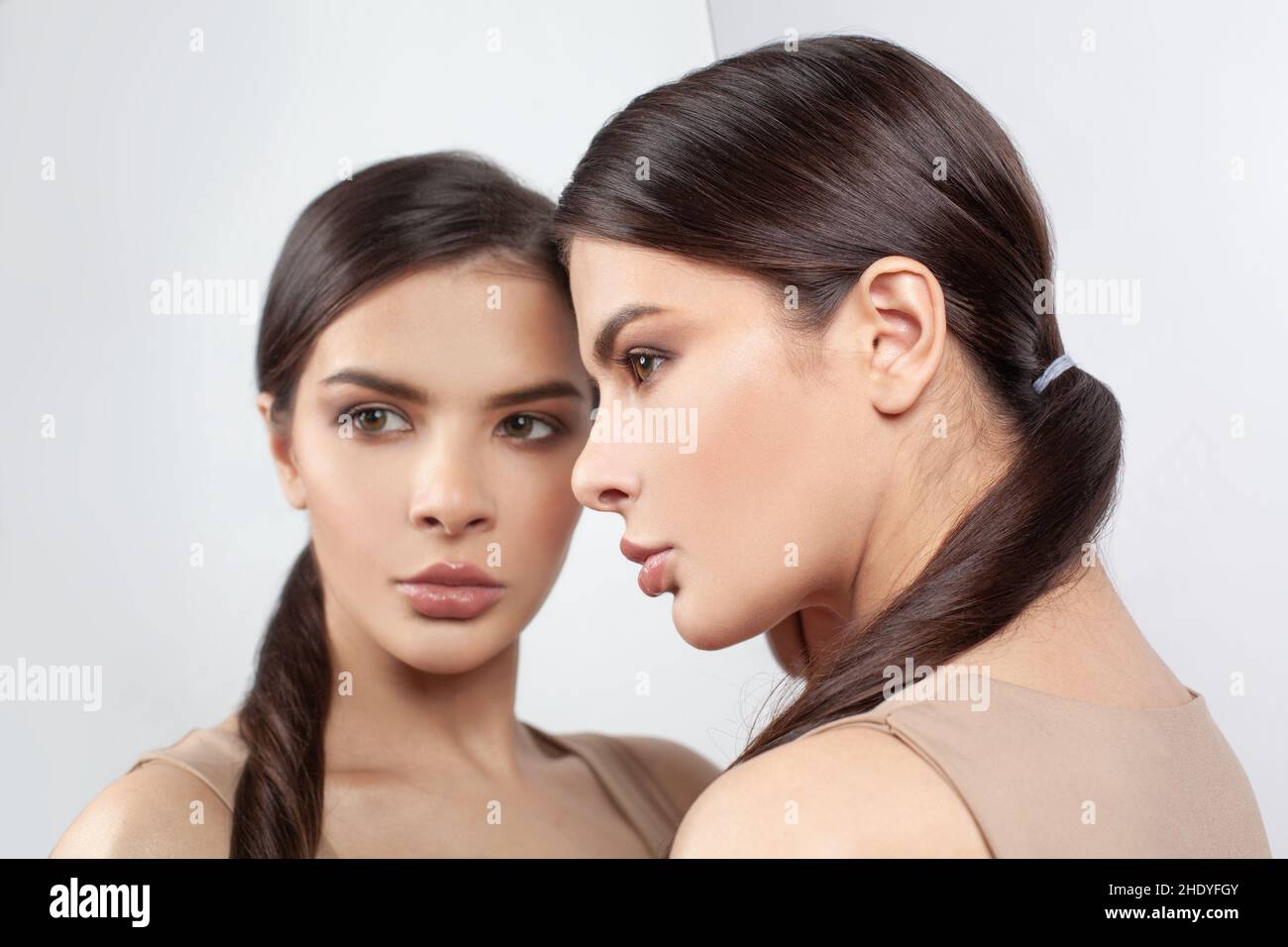 Closeup upset young woman with worried stressed face expression and ...