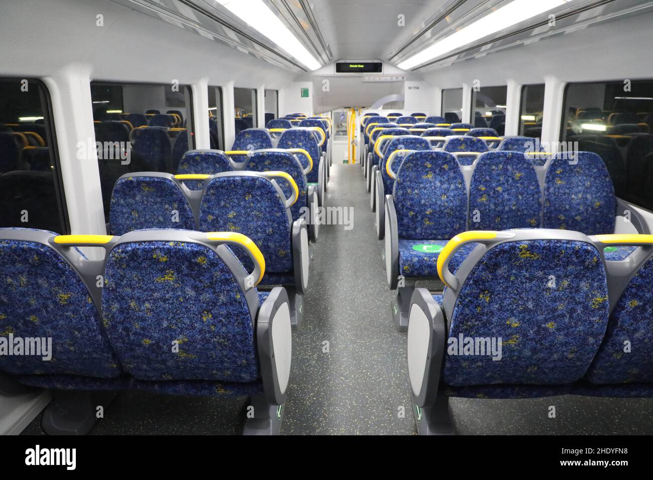 An empty carriage on a Sydney train Stock Photo - Alamy