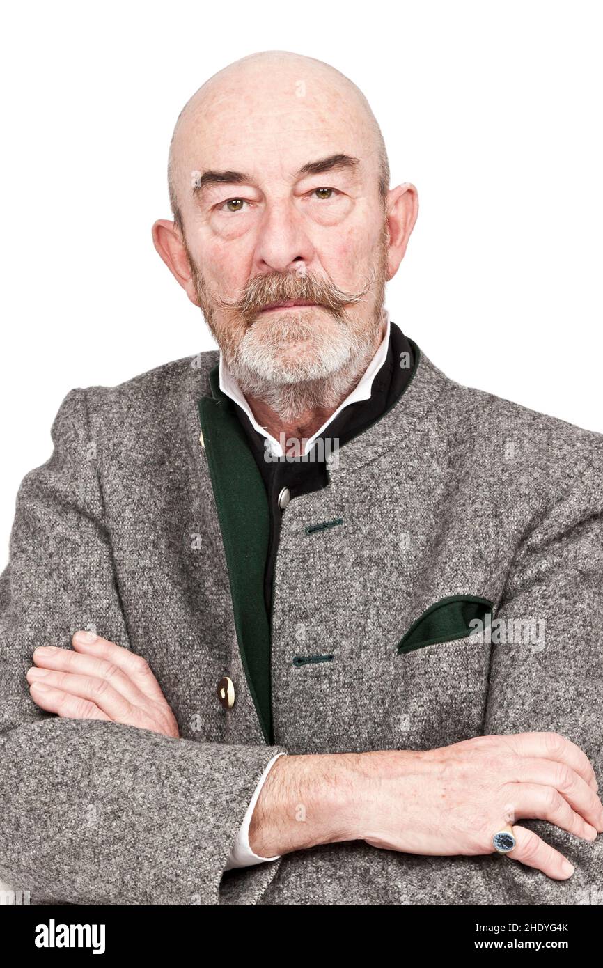 senior, serious, bavarian, traditional, traditional jacket, elderly ...