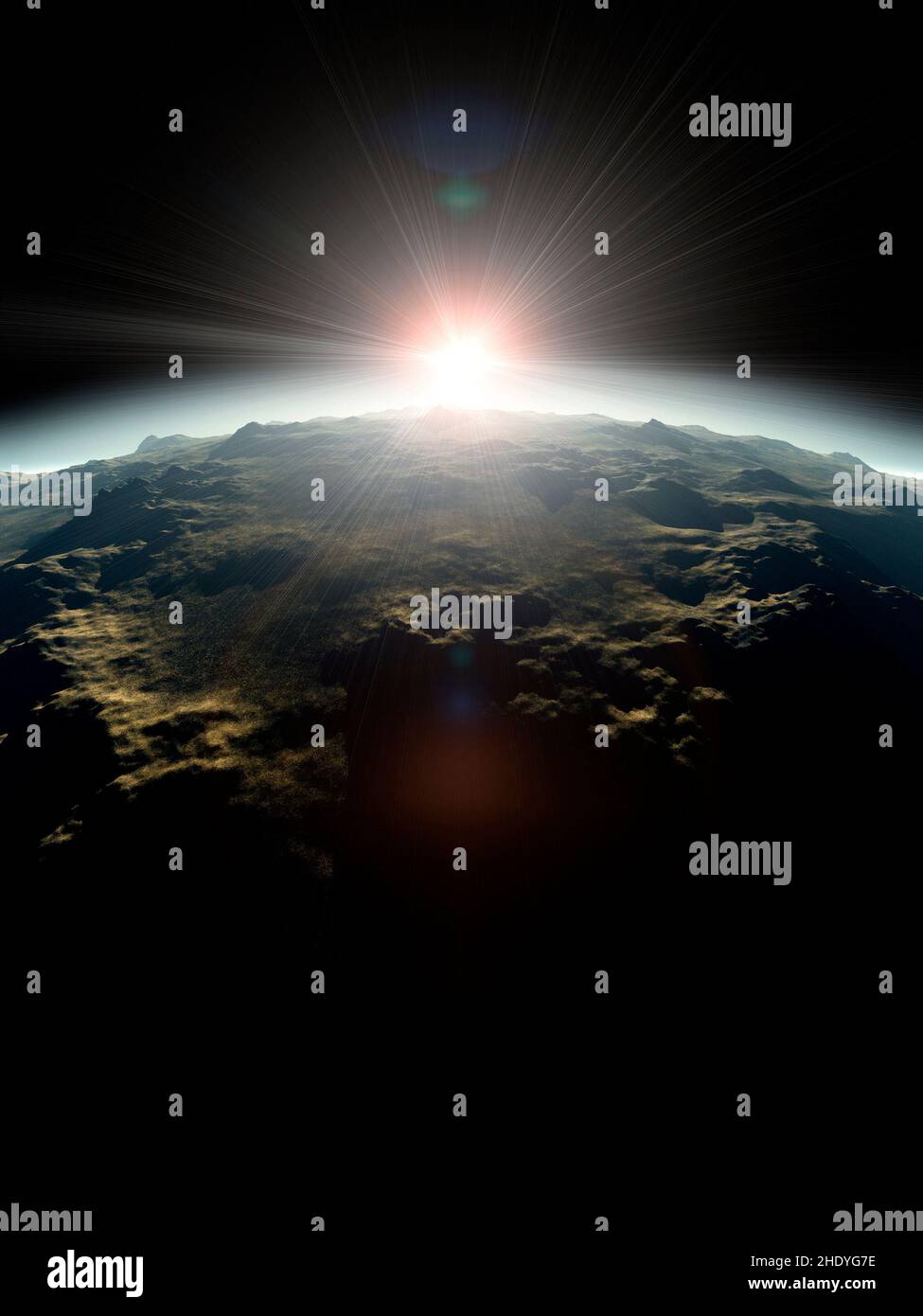 sunlight, planet, crater, sun ray, sun rays, sunbeam, sunbeams ...