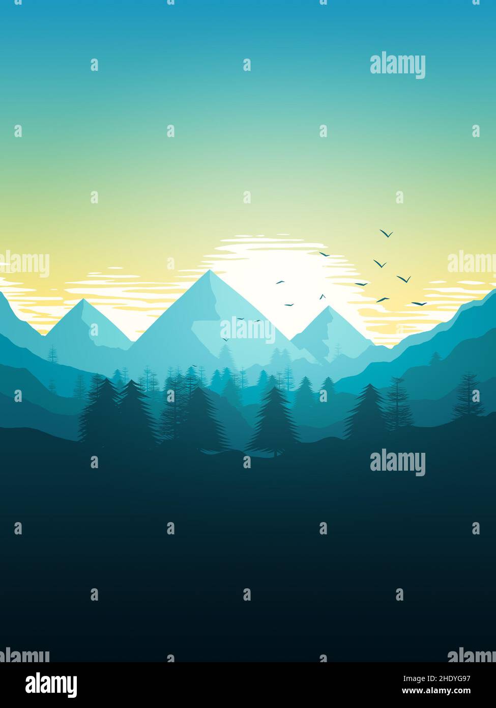 mountains, swarm of birds, range, morning light, mountain, ranges ...