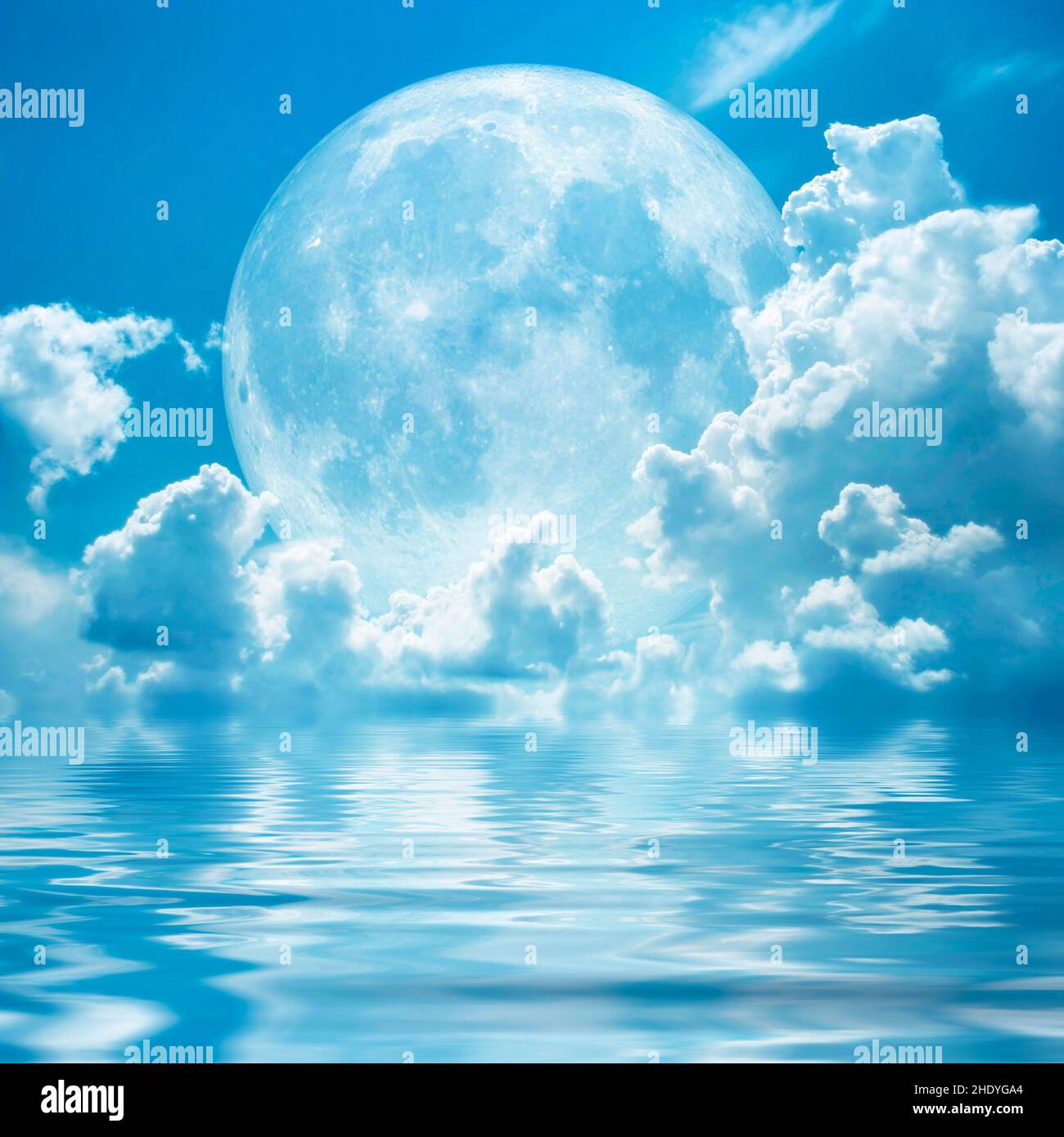clouds, water surface, full moon, moonlight, cloud, water surfaces ...